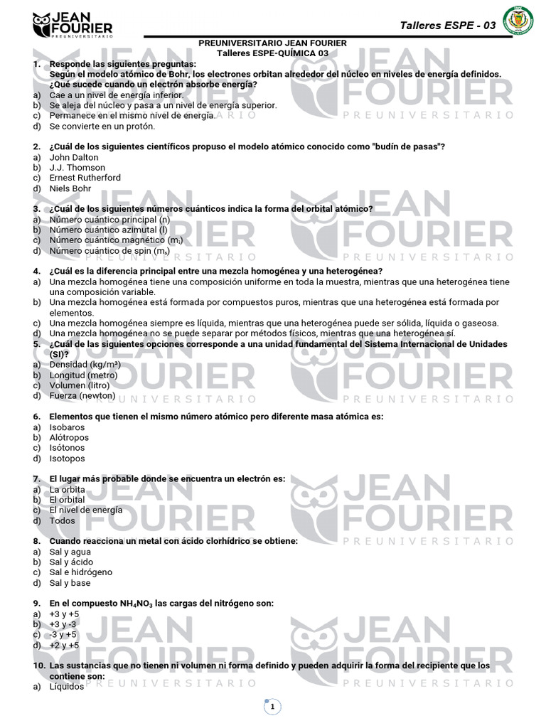 Taller Espe 03 Emerg | PDF | Átomos | Gases