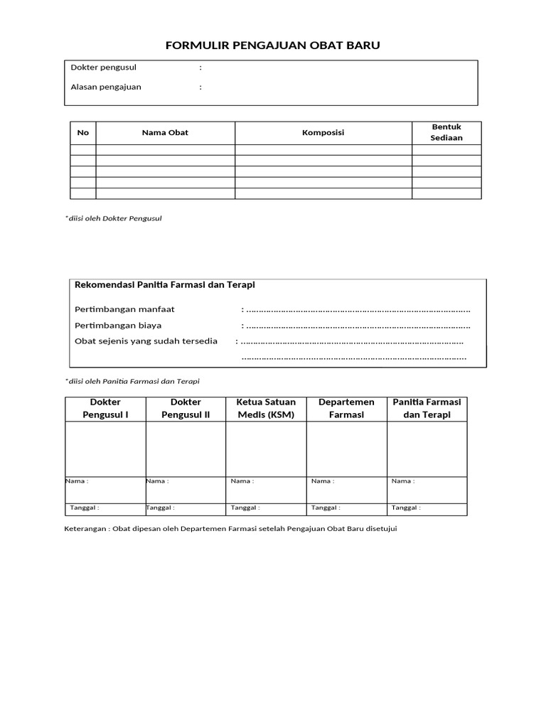 Contoh Formulir Pengajuan Obat | PDF