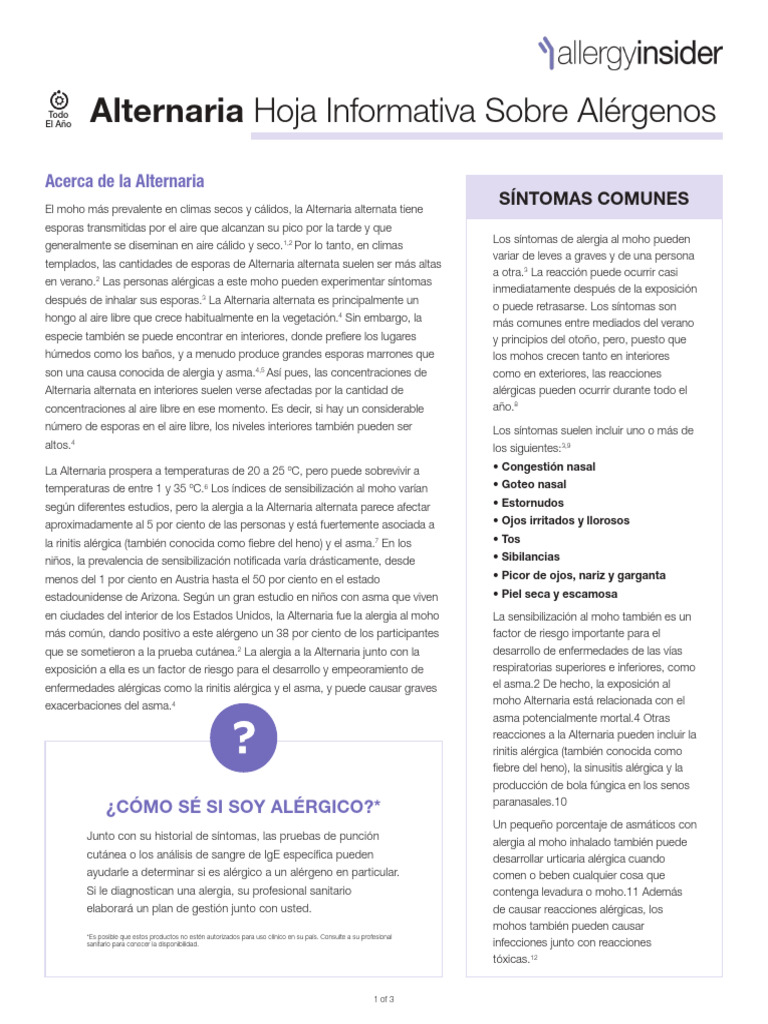 Alternaria Alternata Allergen Fact Sheets, Symptoms Treatment Allergy ...
