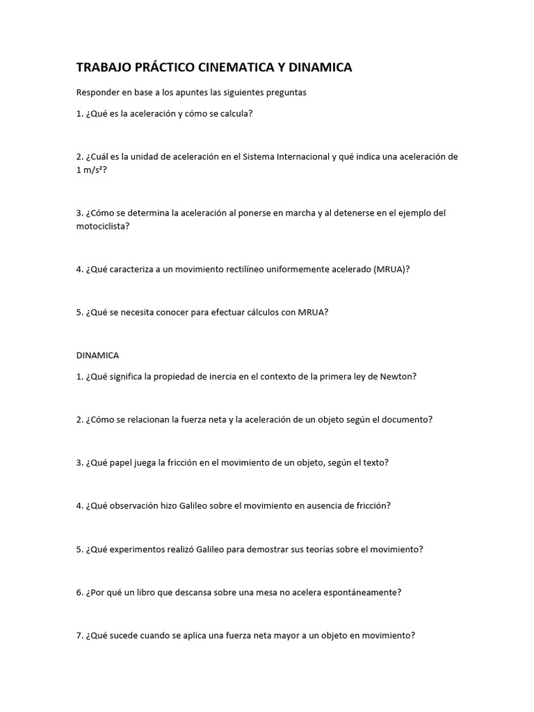 Tp. Cinematica y Dinamica | PDF