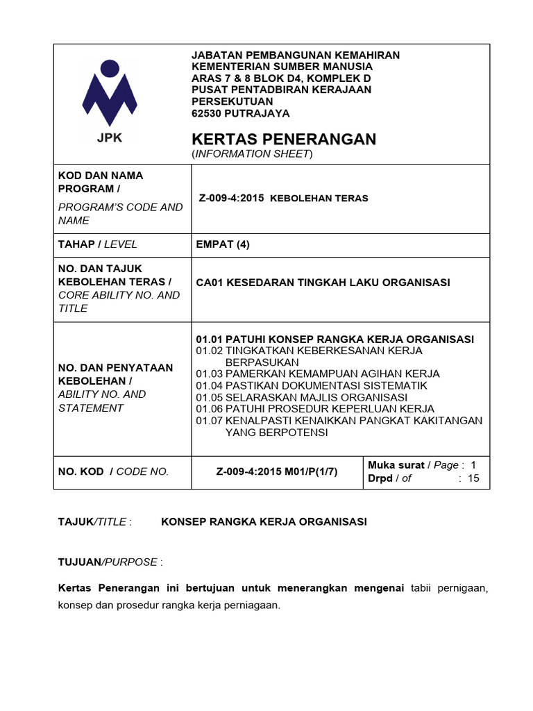 Kertas Penerangan: Information Sheet | PDF