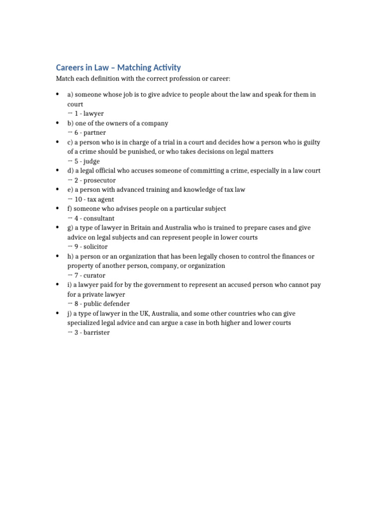 Careers in Law Matching | PDF