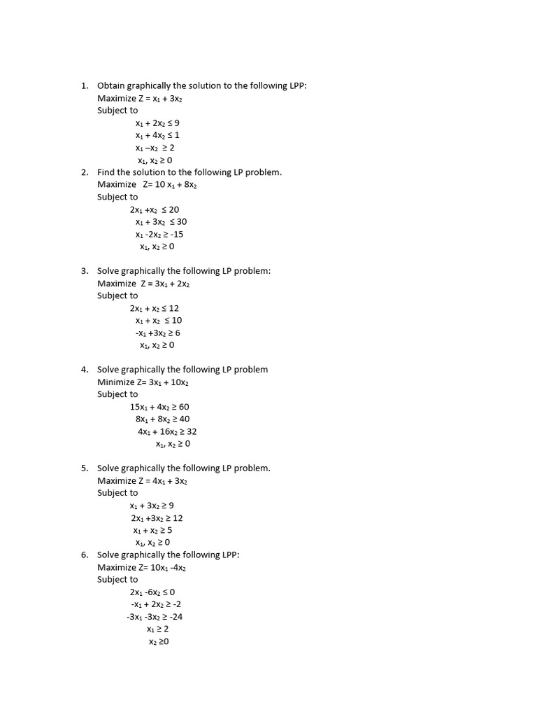Questions For Practice - Graphical Method of LPP | PDF | Chess Theory ...