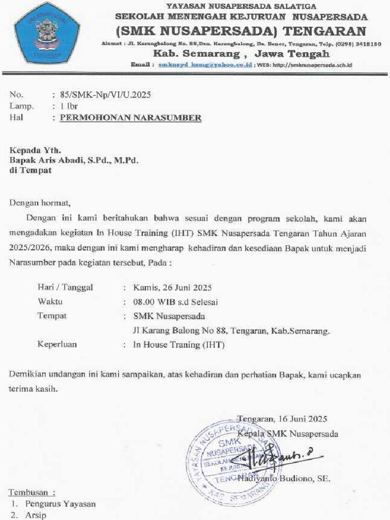 Undangan Pak Aris | PDF