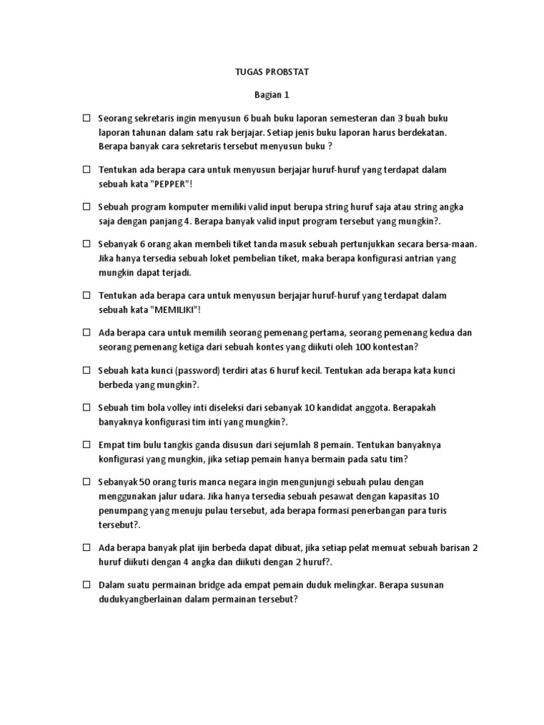 Soal Probabilitas dan Kombinatorik | PDF