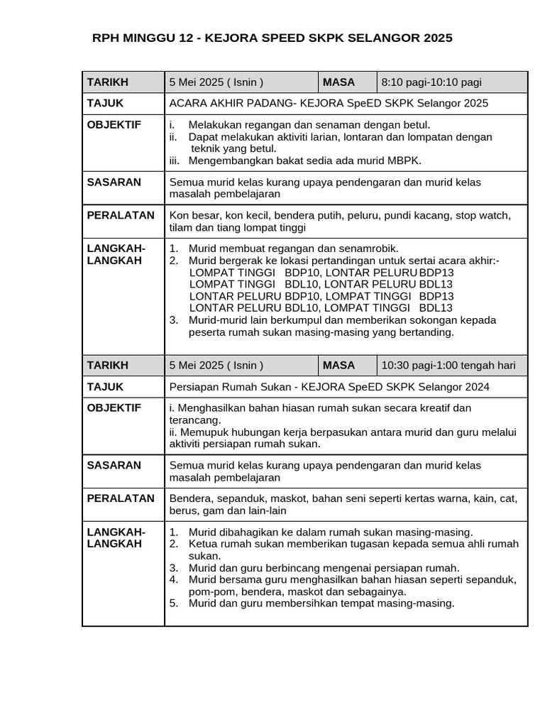 RPH Minggu 13 Kejora | PDF
