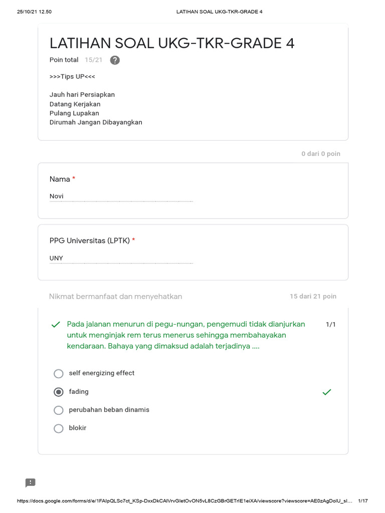 Latihan Soal Ukg-tkr-grade 4 | PDF