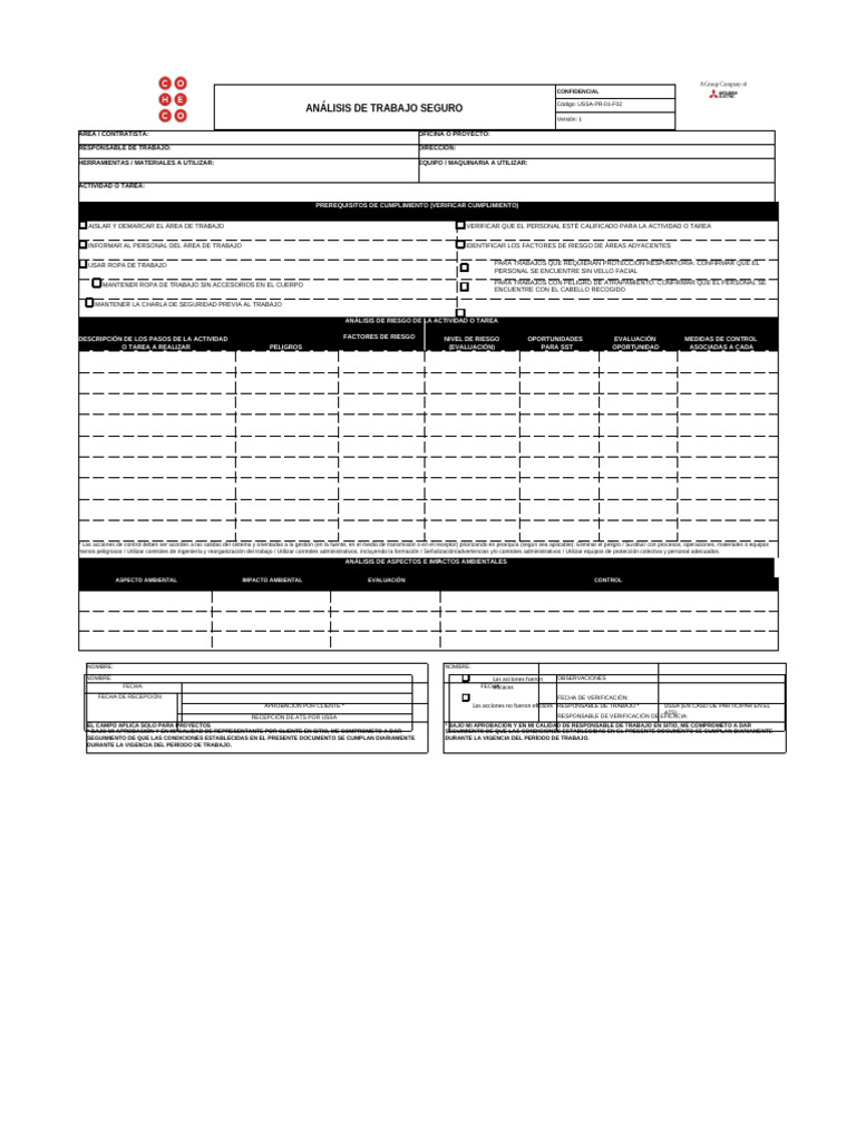 USSA-PR-01-F02 Análisis de Trabajo Seguro | PDF