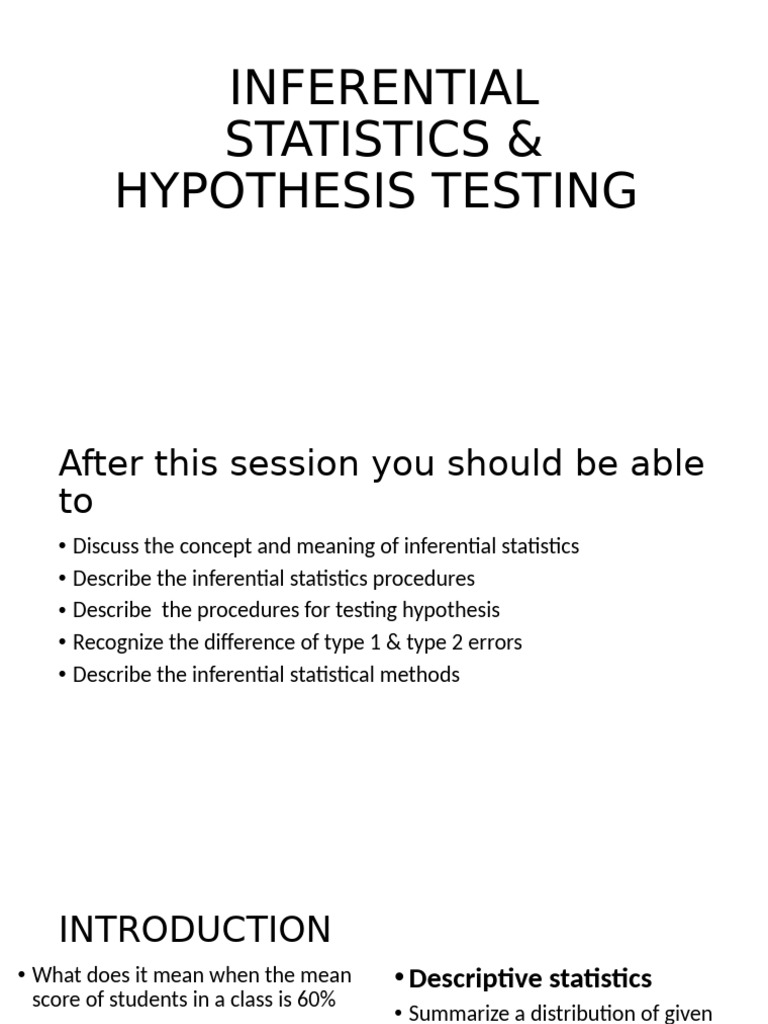2.INFERENTIAL STASTICS & HYPOTHESIS TESTING | PDF | Statistics ...