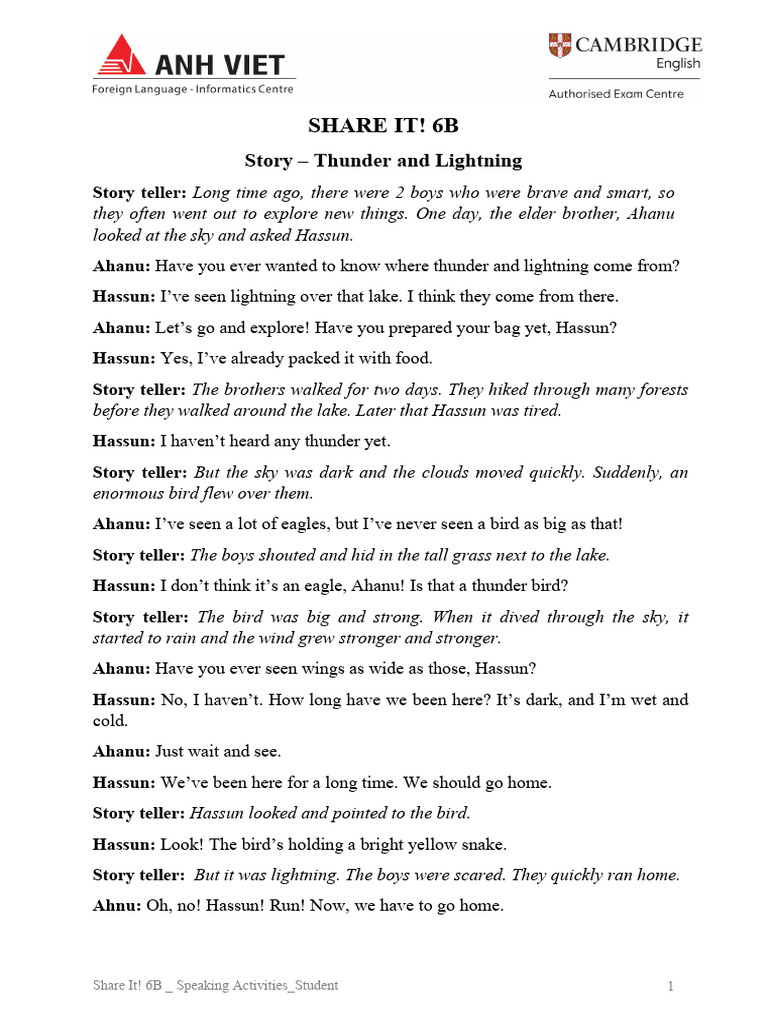 Share It! 6B - SPEAKING ACTIVITIES - For Students | PDF