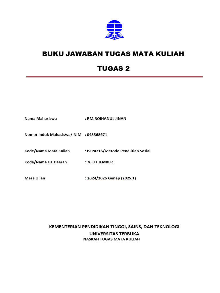 TUGAS 2 ISIP4216 Metode Penelitian Sosial | PDF