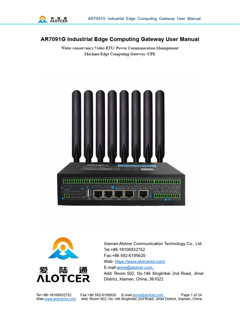 AR7091G Industrial Edge Computing Gateway User Manual-V1.4 | PDF | Wi ...