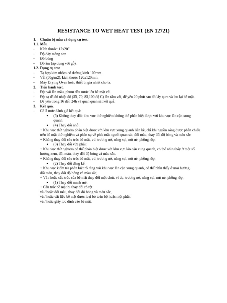 Resistance To Wet Heat Test | PDF