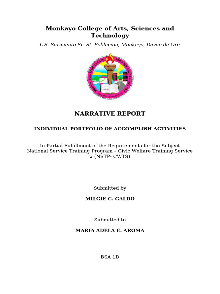NSTP-CWTS 2 Community Service Report | PDF | Social Psychology