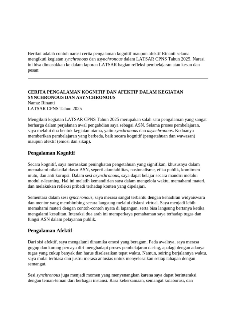 Synchronous Asynchronous: Cerita Pengalaman Kognitif Dan Afektif Dalam Kegiatan Synchronous Dan ...
