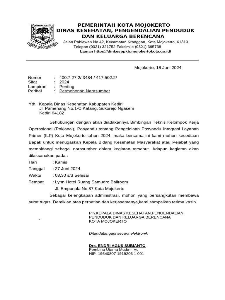 Undangan Dan Permohonan Narsum Pokjanal Posyandu ILP | PDF