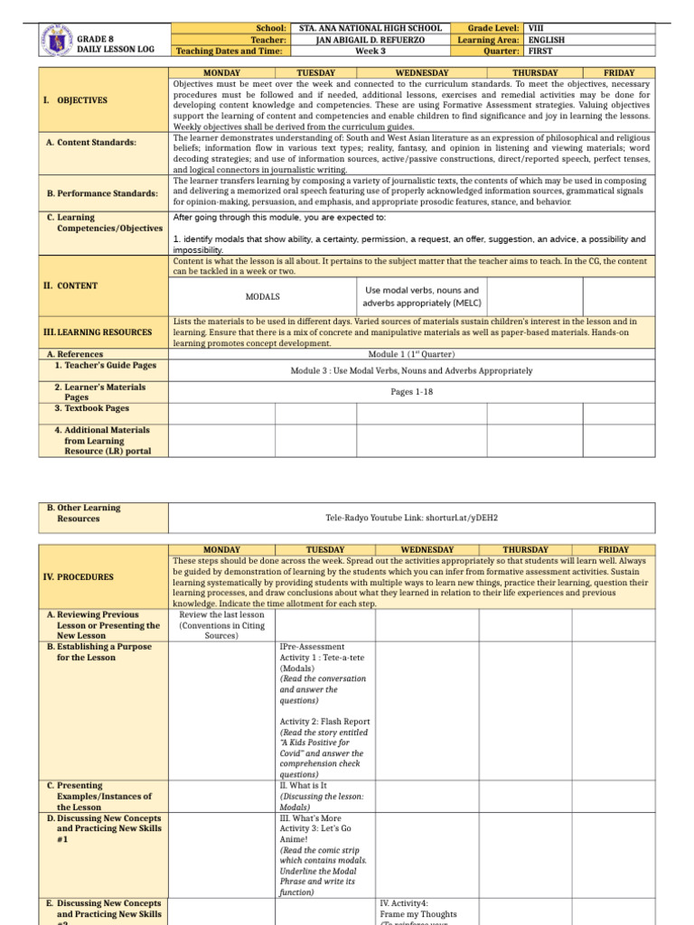 Refuerzo DLL Modals | PDF | Learning | Cognition