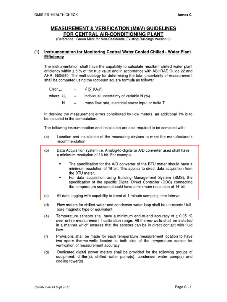 BCA - M&V Requirements | PDF