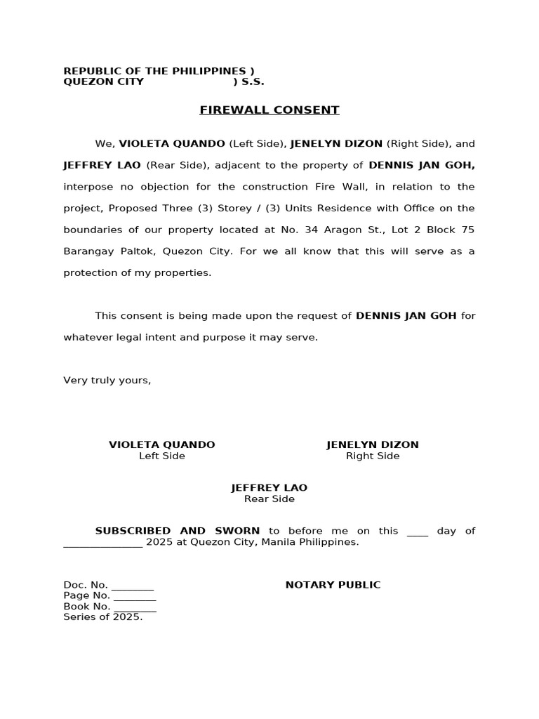 Firewall Consent Tuazon | PDF