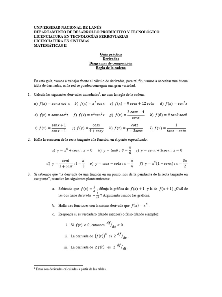 Guía Práctica de Derivadas y Tangentes | PDF | Derivado | Física Matemática