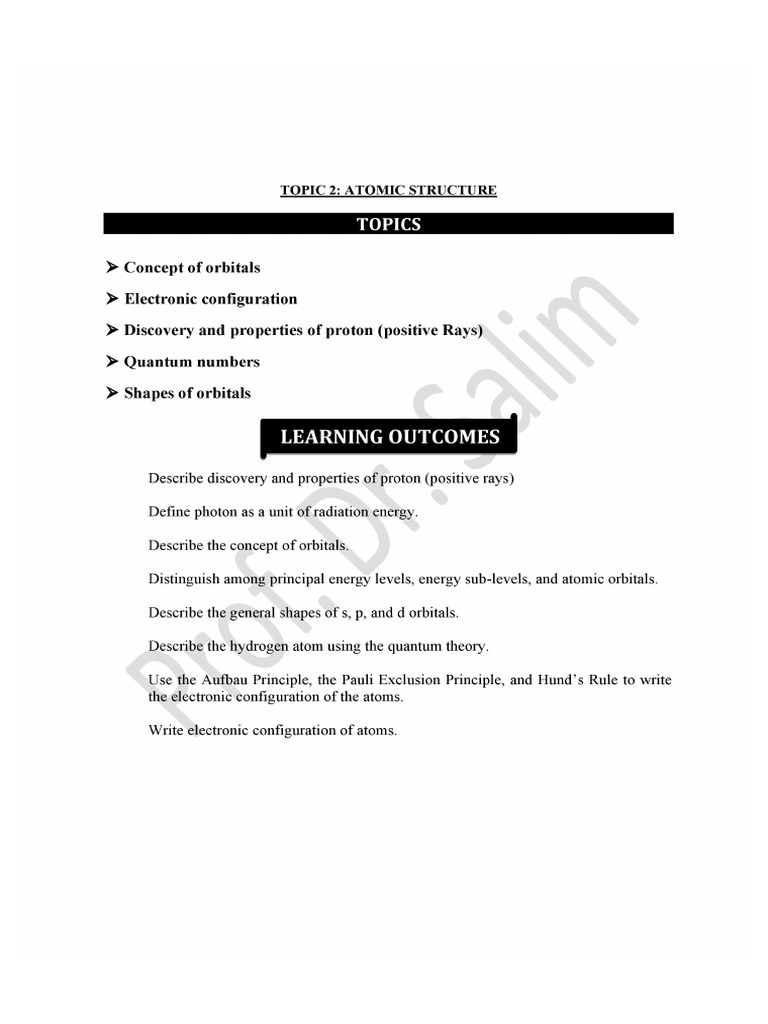 Unit 2 (Atomic Structure) For Prep | PDF