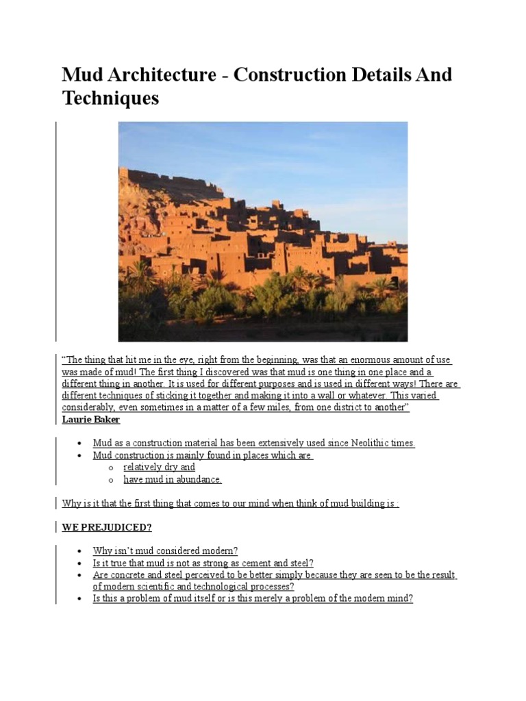 Mud Architecture | Mud | Soil | Free 30-day Trial | Scribd