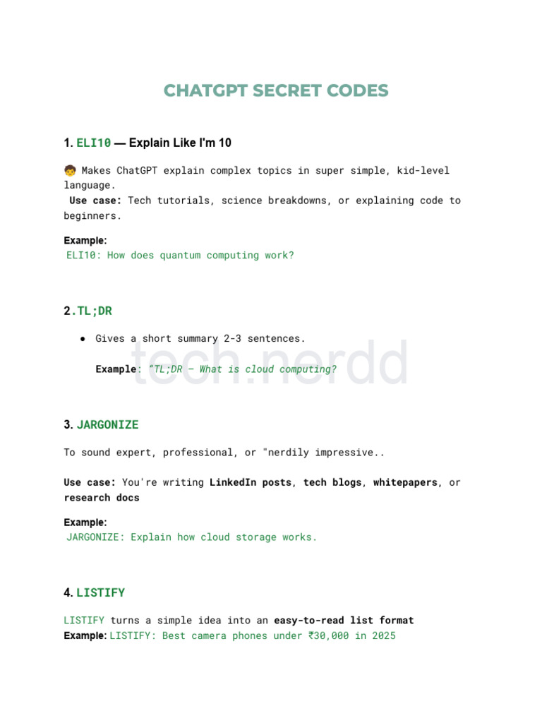 Chatgpt Secret Codes | PDF