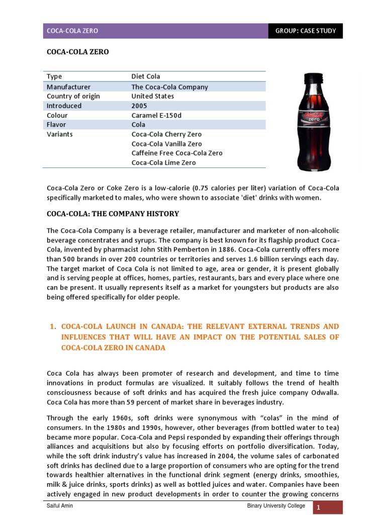 Coca Cola Zero (B2B Group Case Study) | PDF | Cola | Coca Cola