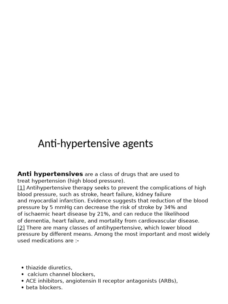 Classification of Antihypertensive Drugs | PDF | Drugs | Hypertension