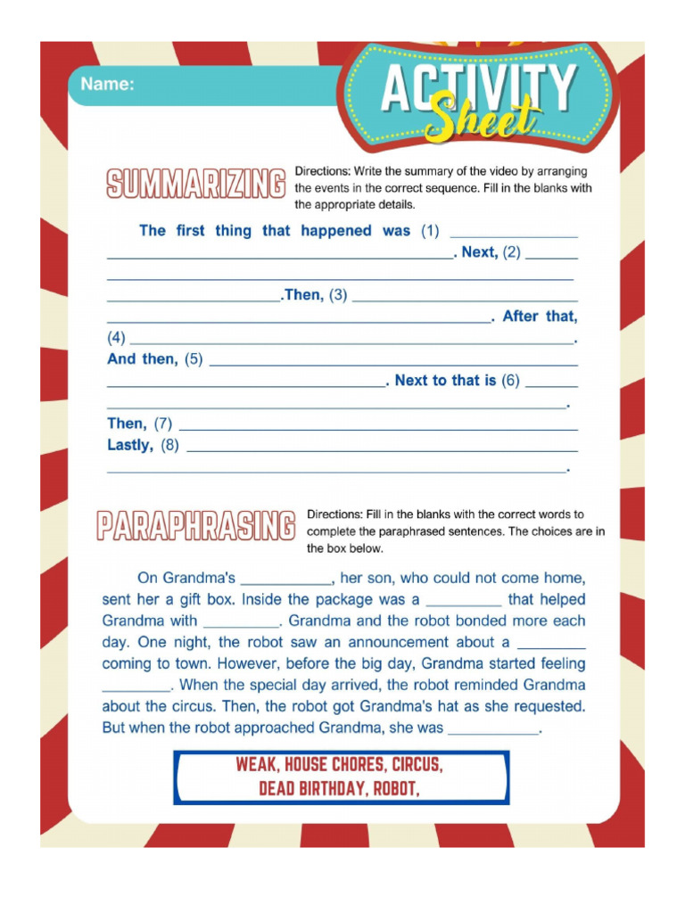 Activity Sheet Final Demo | PDF