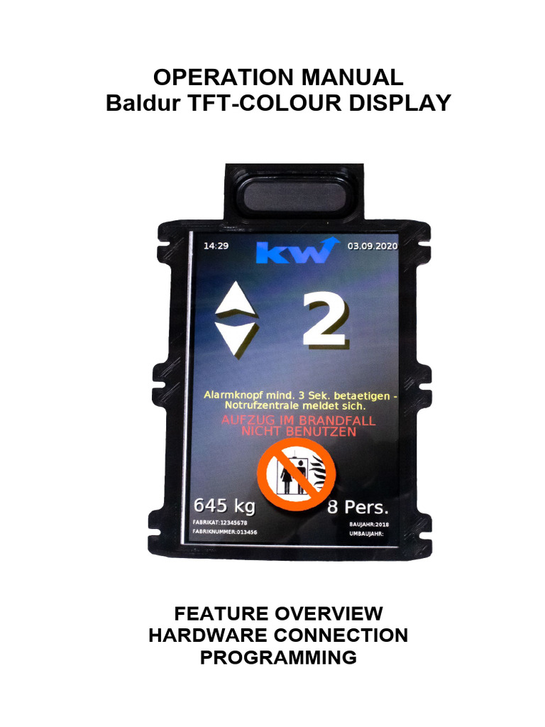 Bedienungsanleitung BALDUR TFT 10 V101 E 1 | PDF | Computing