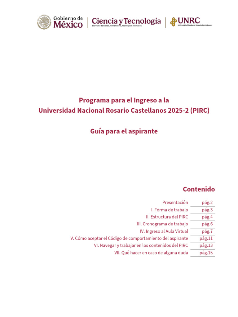 Guía Del Aspirante - PIRC 2025-2. | PDF | Aprendizaje