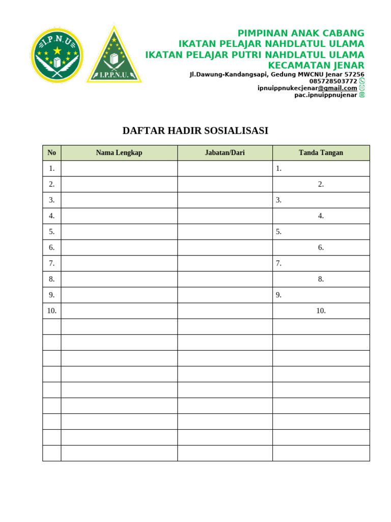 Daftar Hadir Undangan | PDF