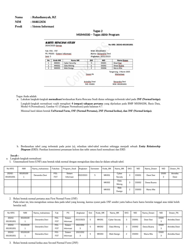 Normalisasi Basis Data 3NF dan ERD | PDF