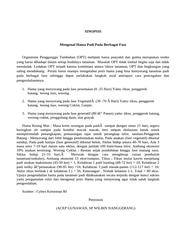 Hama Padi Pada Berbagai Fase | PDF