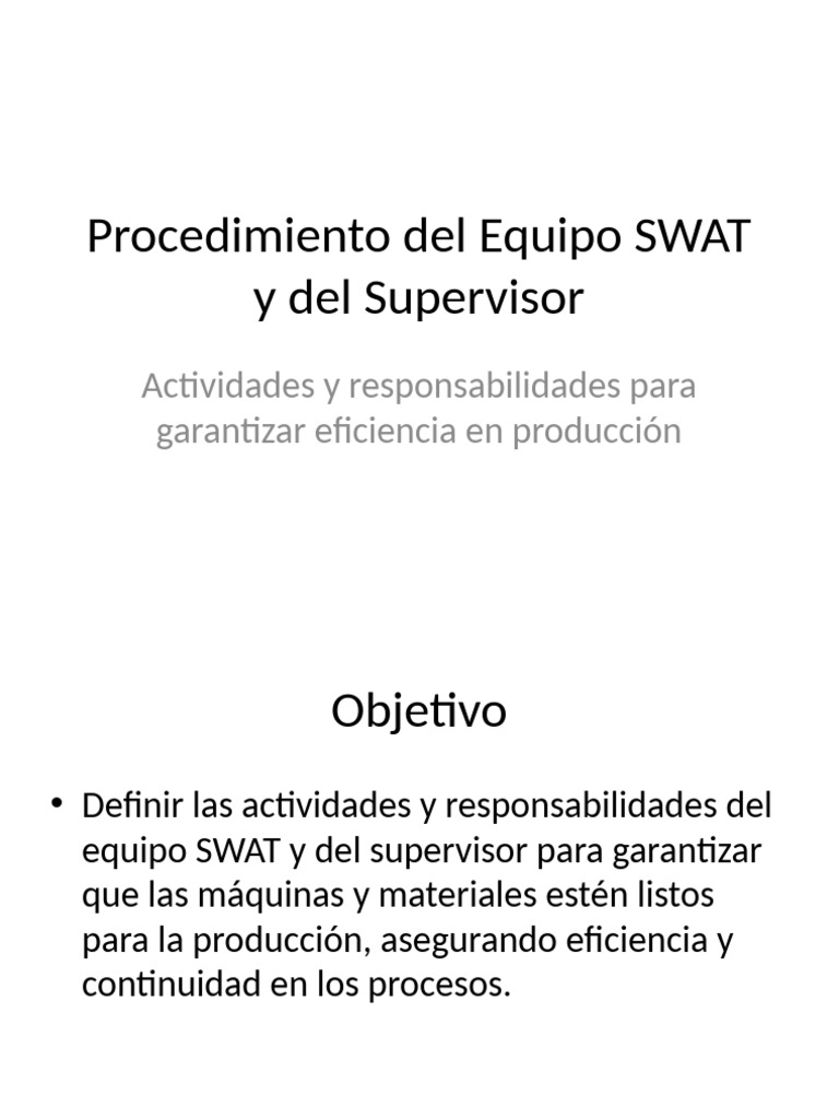 Procedimiento Equipo SWAT | PDF