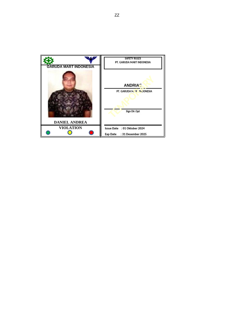 Badge Temporary | PDF