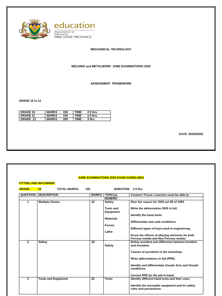Fitting and Machining Exam Guidelines 2025 | PDF | Deformation ...