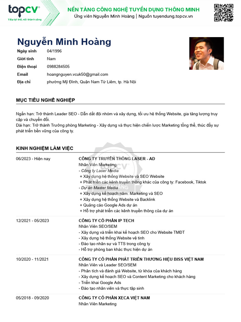 Nguyen Minh Hoang TopCV - VN 040425.84505 | PDF