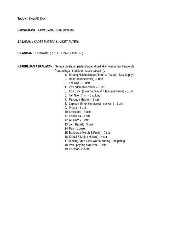 Alatan Utk Pertandingan Kawad Kaki | PDF