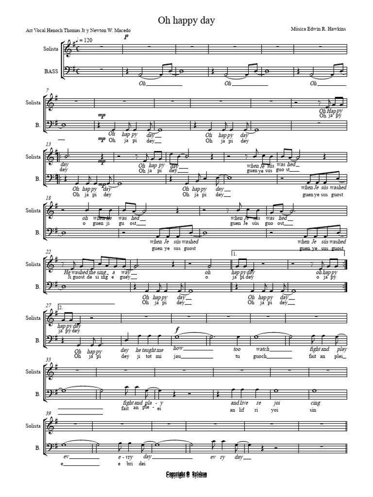 Letra de "Oh Happy Day" - Edwin Hawkins | PDF