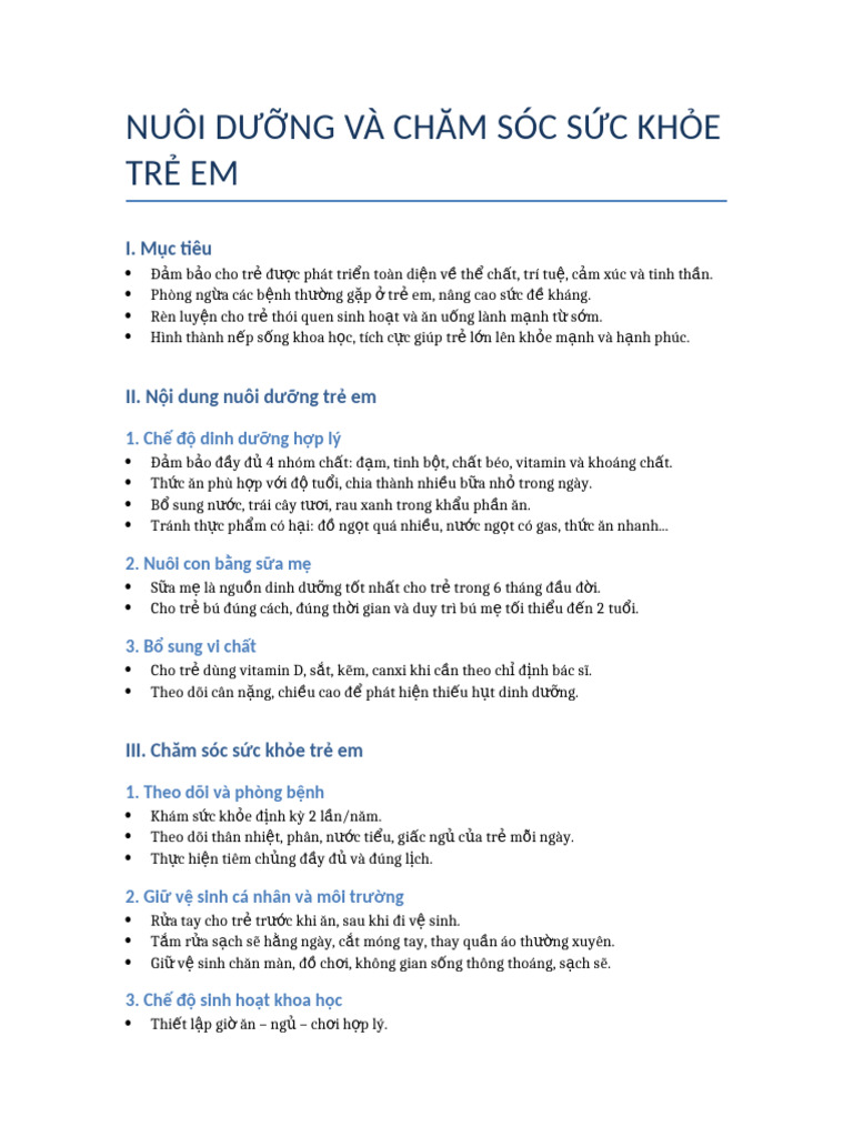 Nuoi Duong Va Cham Soc Suc Khoe Tre em | PDF
