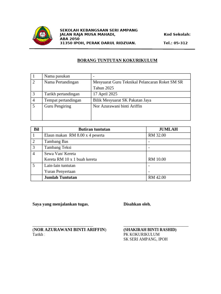 Borang Tuntutan | PDF