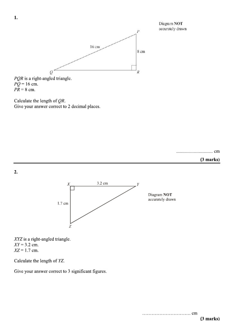 Pythagoras Theorm Ws | PDF