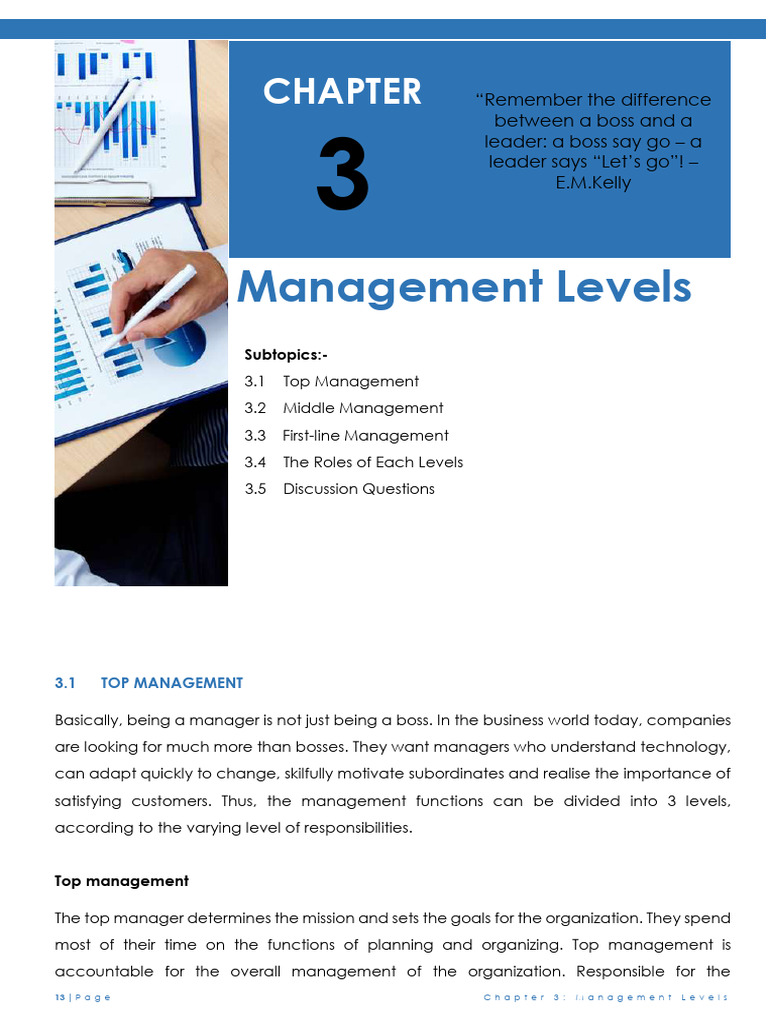 Chapter 3 - Management Levels | PDF | Leadership | Chief Operating Officer