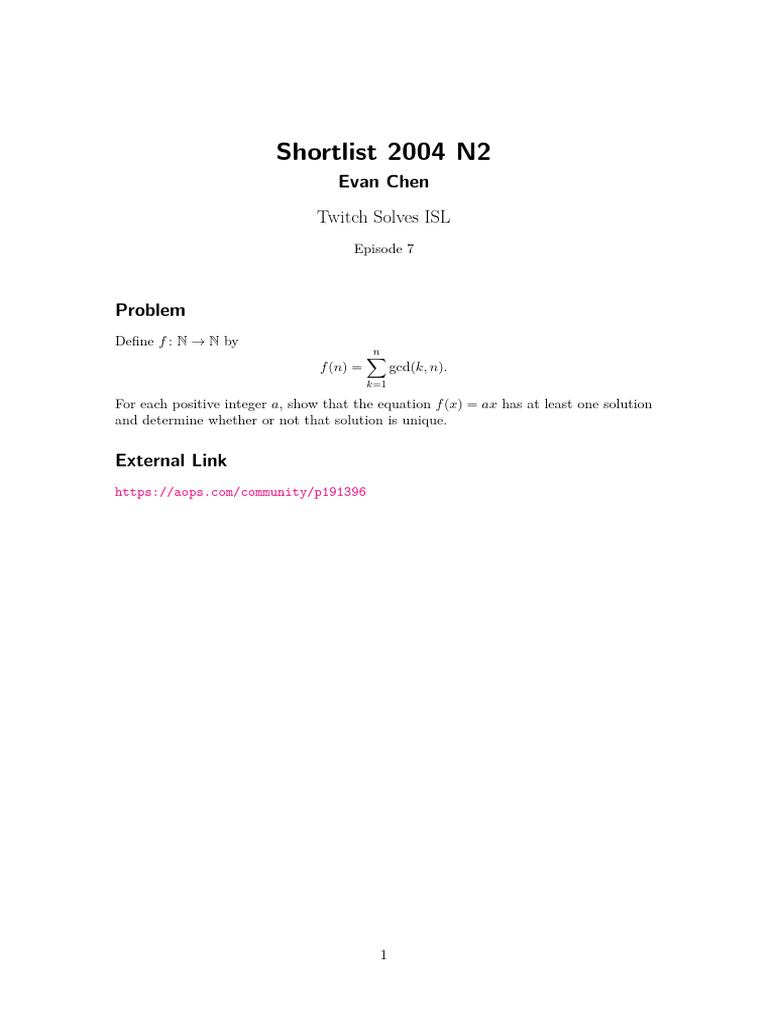 Ep007 Shortlist 2004 N2 Solution | PDF | Functions And Mappings ...