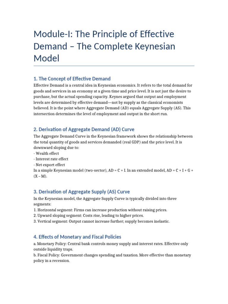 Keynesian Model Module I | PDF | Keynesian Economics | Aggregate Demand