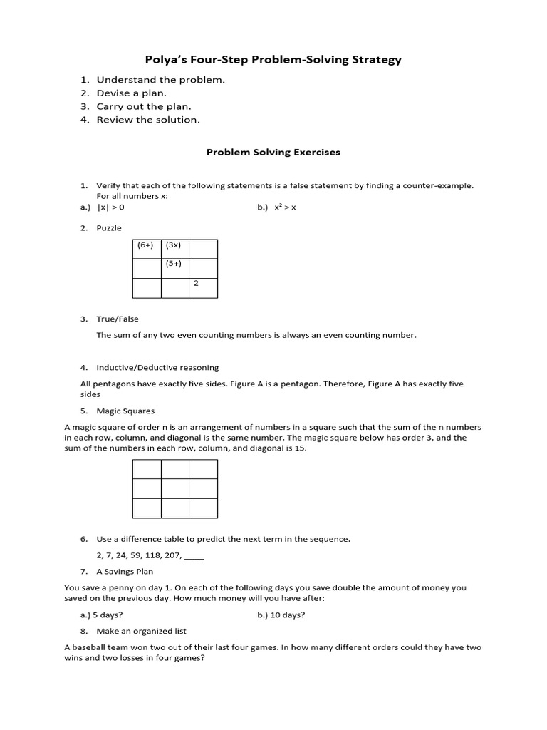 Problem Solving Exercises | PDF | Mathematics