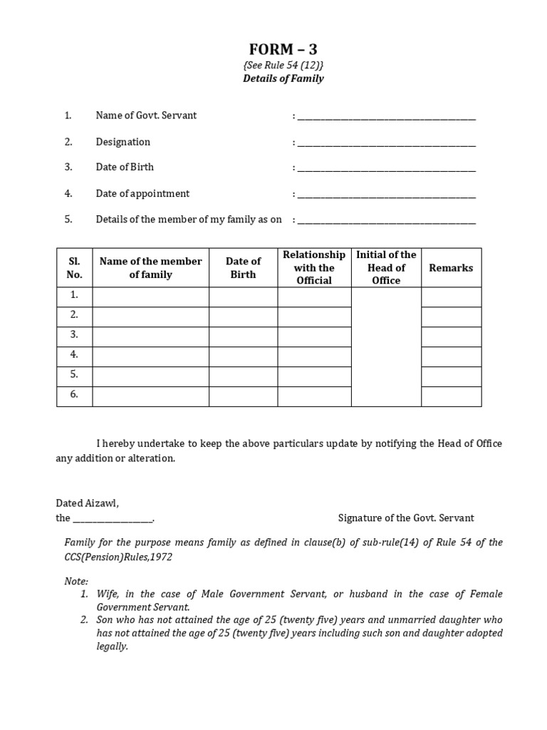 Form 3: Family Details for CG Employees | PDF