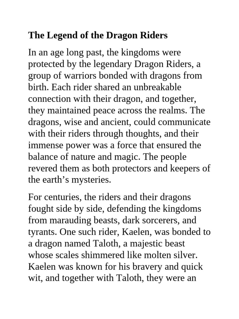 The Legend of The Dragon Riders | PDF | Dragon